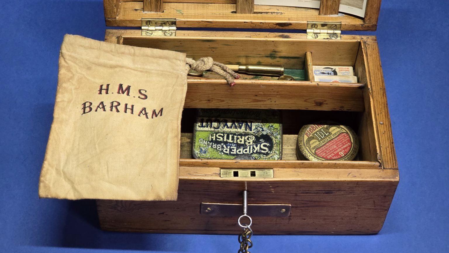 WW2 Royal Navy Sailor's Wooden Ditty Box - HMS Barham - Vault Militaria