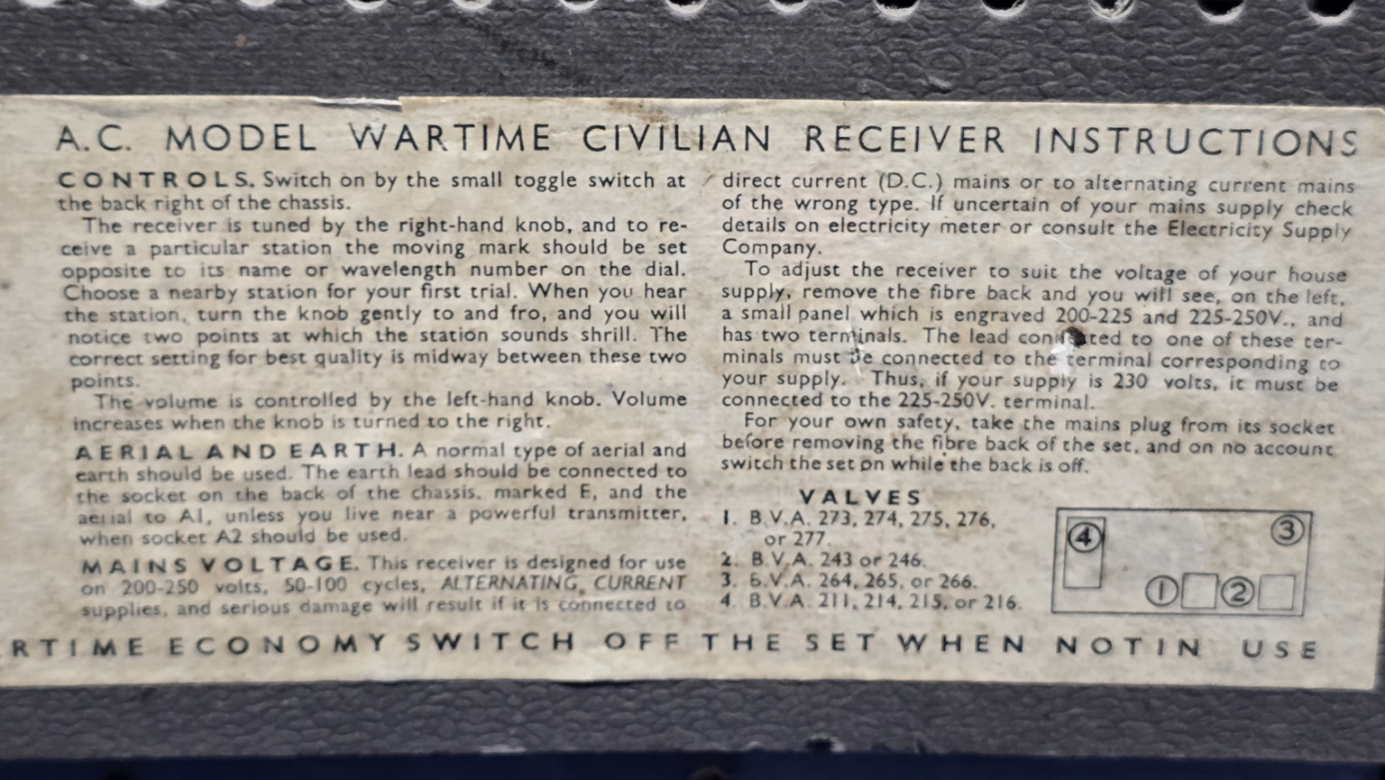 Wartime Civilian Receiver - AC Model - Good, Honest Wartime Condition ...